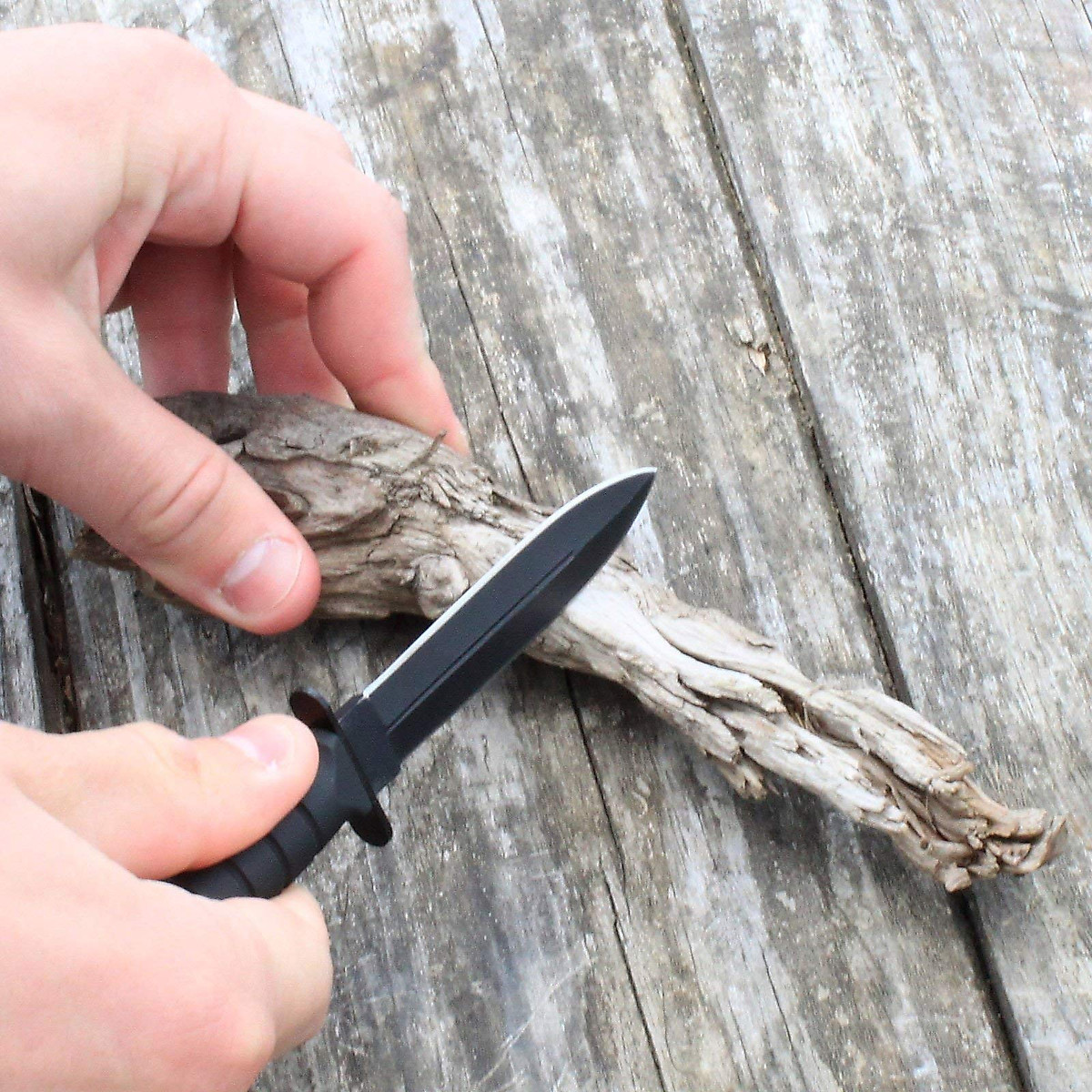 ASR Tactical Serrated Fixed Blade Outdoor Camping Wearable Neck Knife With Sheath, 6", Tan