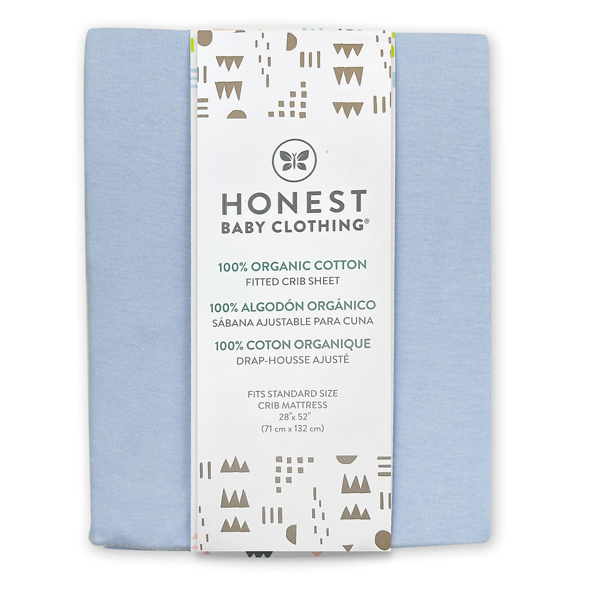 HonestBaby Fitted Crib Sheets Fits Standard Mattress Bassinet, Mini Prints 100% Organic Cotton Baby Boys, Girls, Unisex, Kentucky Blue Fitted Crib Sheet, One Size