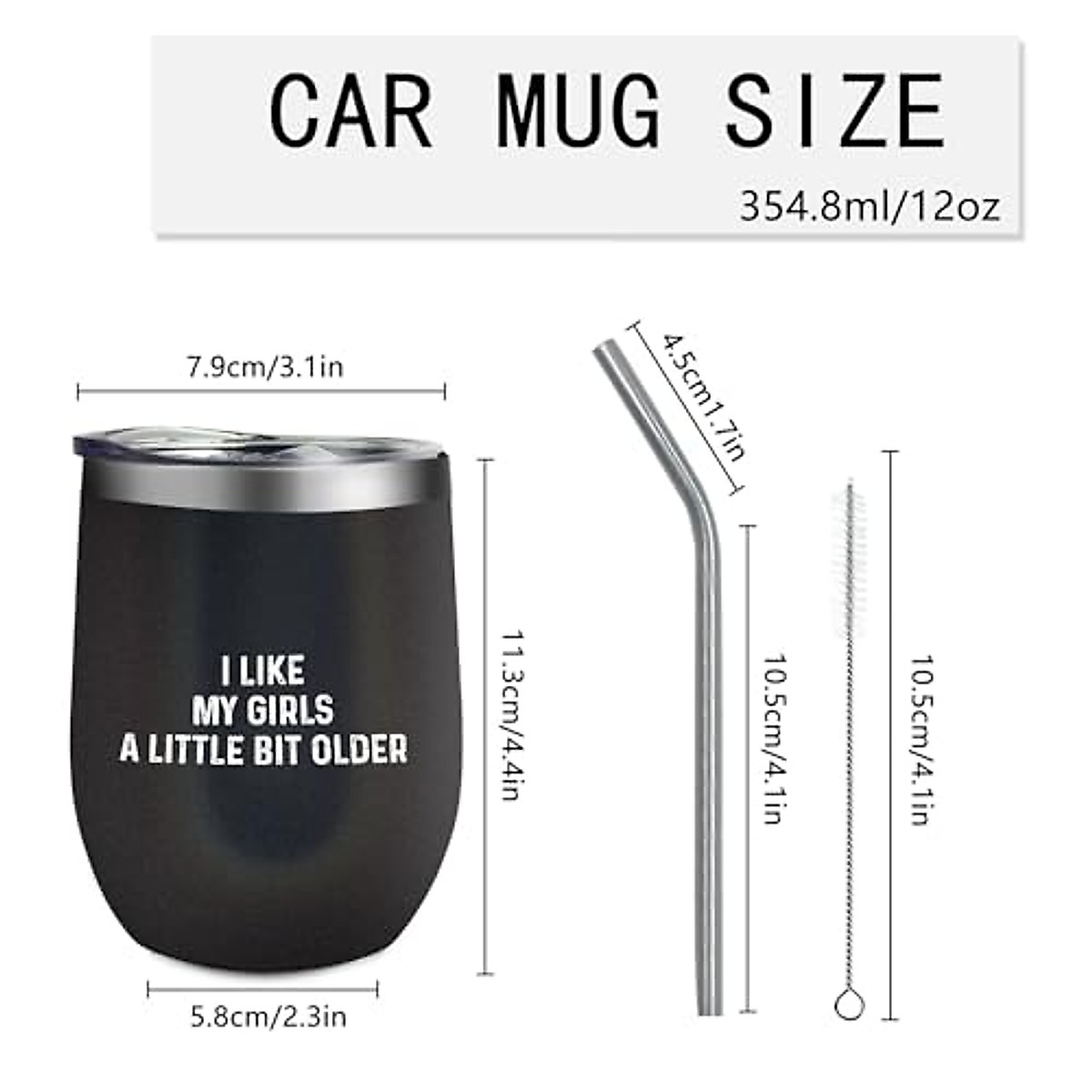 Personalized Tumbler with Lid and Straw i like my girls a little bit older Tumbler Insulated Tumblers Stainless Steel Tumbler Funny Gifts