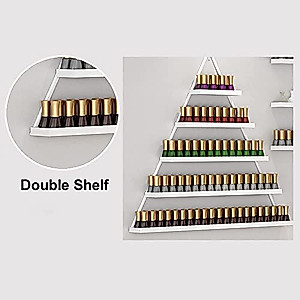 DEOCAE Nail Polish Organizer, 5 Tier Nail Polish Organizer Wall Rack, Hanging Wall Triangle Display Rack Storage Shelf Perfume Shelf Cosmetic Cabinet