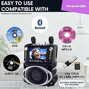 Karaoke USA Karaoke System - Portable, Black (GF844)