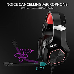 Fiodio 7.1 Surround Sound Gaming Headset with LED Effect, Stereo Headphones with Comfortable Ergonomic Earmuff and Microphone