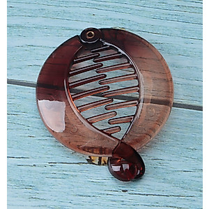 Sowaka 2 Pcs Small Banana Hair Clip Comb Fashion Locking Round Plastic Fishtail Hair Clip Grips Ponytail Holder for Women Girls Hair Styling Long Straight Curly Thick Hair (Black and Brown)