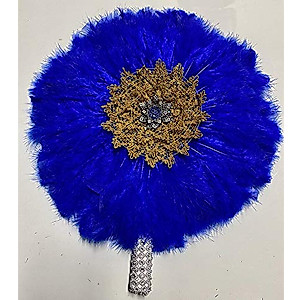 Msbfea Design Red Heart African Feather Big Fan Ladies Wedding Feather Fan for Bride Two Side Feather Nigerian Feather Fans Color 3