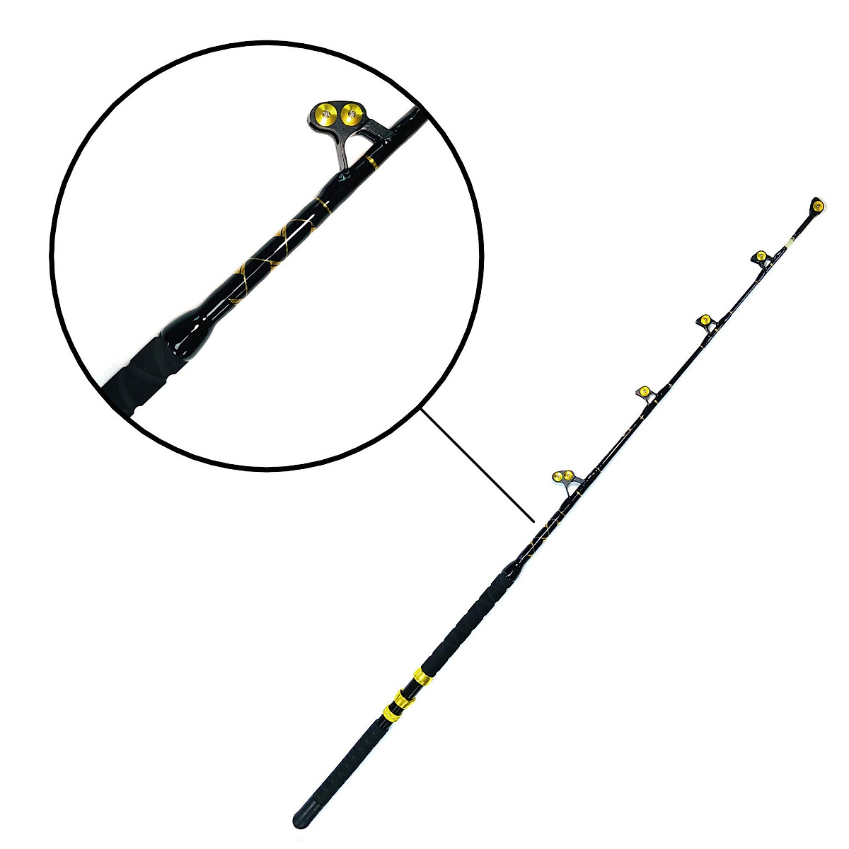 EatMyTackle Roller Guide Saltwater Fishing Rod | Blue Marlin Tournament Edition (130-160lb)