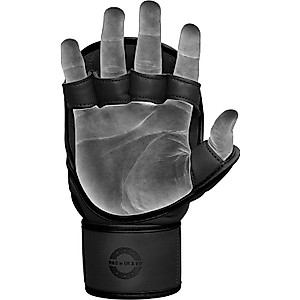 RDX MMA Gloves Sparring Grappling, Hybrid Open Palm Martial Arts Mitts Men Women, Maya Hide Leather Wrist Support, Cage Fighting Combat Sports Boxing Glove Training, Muay Thai, Punching Bag Kickboxing