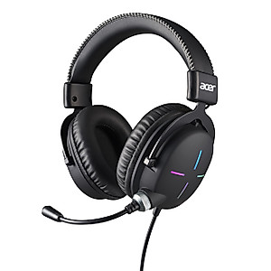 Acer Nitro Gaming Headset II: 50mm Drivers | Retractable Omni-directional Noise-Canceling Microphone with On-Cable Controls | Over-Ear Design with RGB Lights