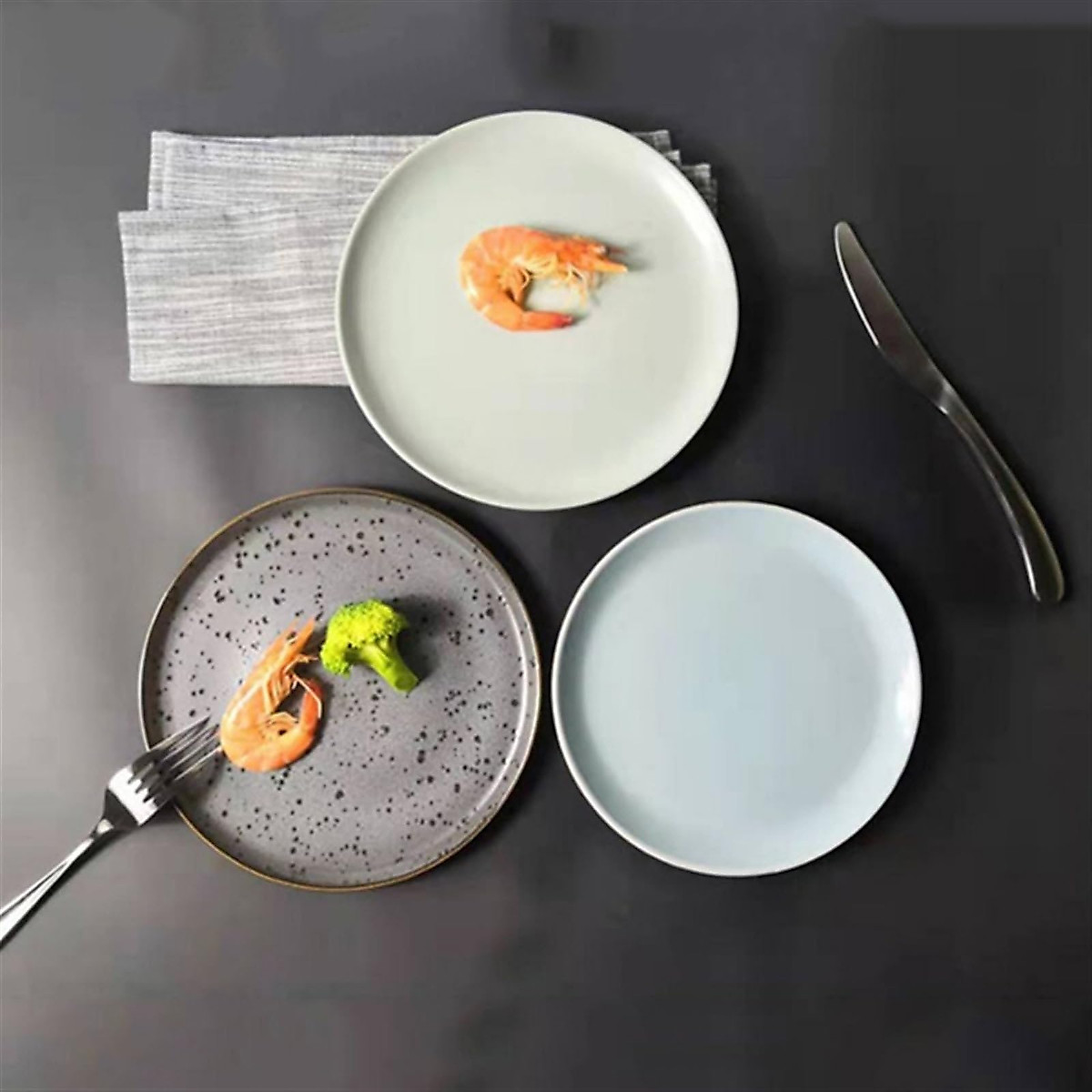 PacuM ?Kitchen Dinner Plates Sets Plate Ceramic Household Dishes Breakfast Lunch Dinner Afternoon Tea Steak Household Commercial Kitchen Fruit Tray Ceramic Flat Plates Set (Color Plate