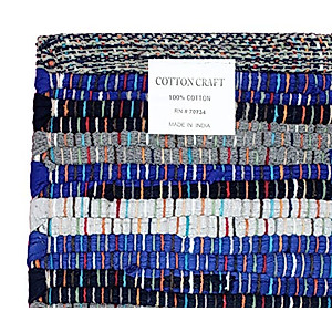 COTTON CRAFT Cotton Chindi Rag Rug - 2 Pack - Boho Farmhouse Rustic Area Accent Throw Rug - Handwoven Reversible Natural Recycled Yarn - Living Room Den Study Home Décor Gift -20 x 32 in - Multi Color