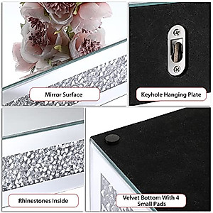 JUXYES Crushed Diamond Wall Floating Shelves Sparkle Glass Riser for Display, Wall Art Showcase Shelf Decorative Pedestal Stand Unique Glass Display Floating Wall Shelf