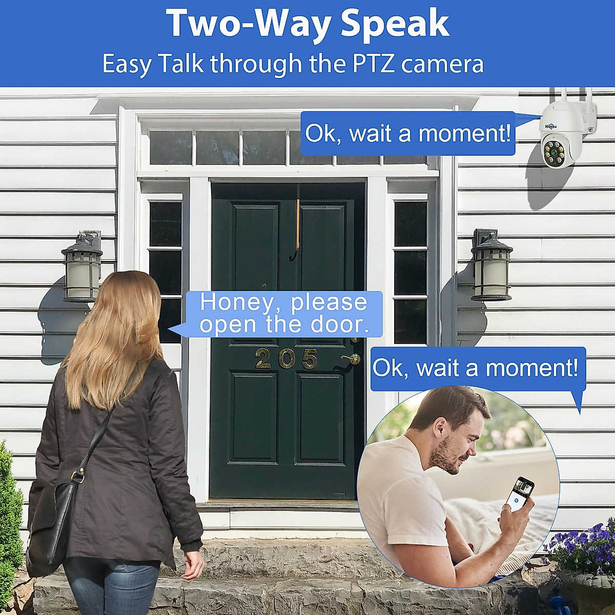 Hiseeu 5MP Wireless PTZ Security Camera System, Indoor Outdoor IP66 Waterproof WiFi Camera, 4K 10CH NVR, 2-Way Audio, Motion Detection Alarm, 24/7 Surveillance, 1TB Hard Drive (Plug-in Power Supply)