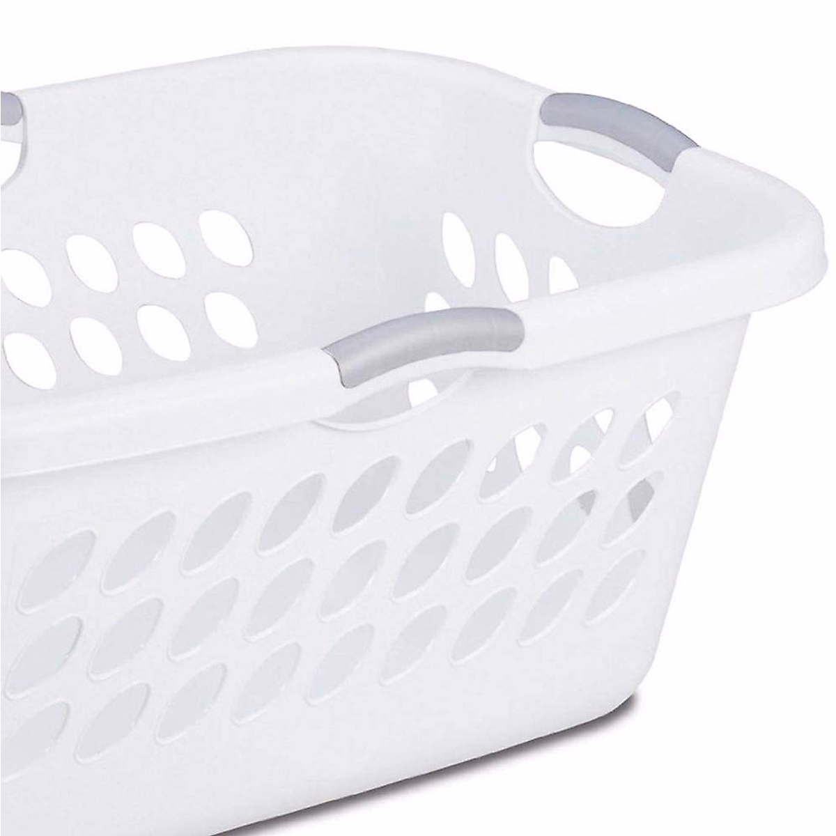 Sterilite 12158006 Ultra Laundry Basket, White with Titanium Handles