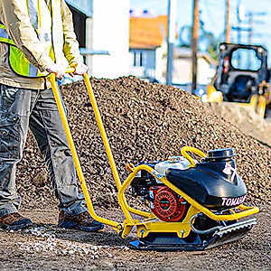 Tomahawk 5.5 HP Honda Vibratory Plate Compactor Tamper with 3.5 Gallon Water Tank for Ground, Gravel, Dirt, Asphalt, Compaction GX160 Engine