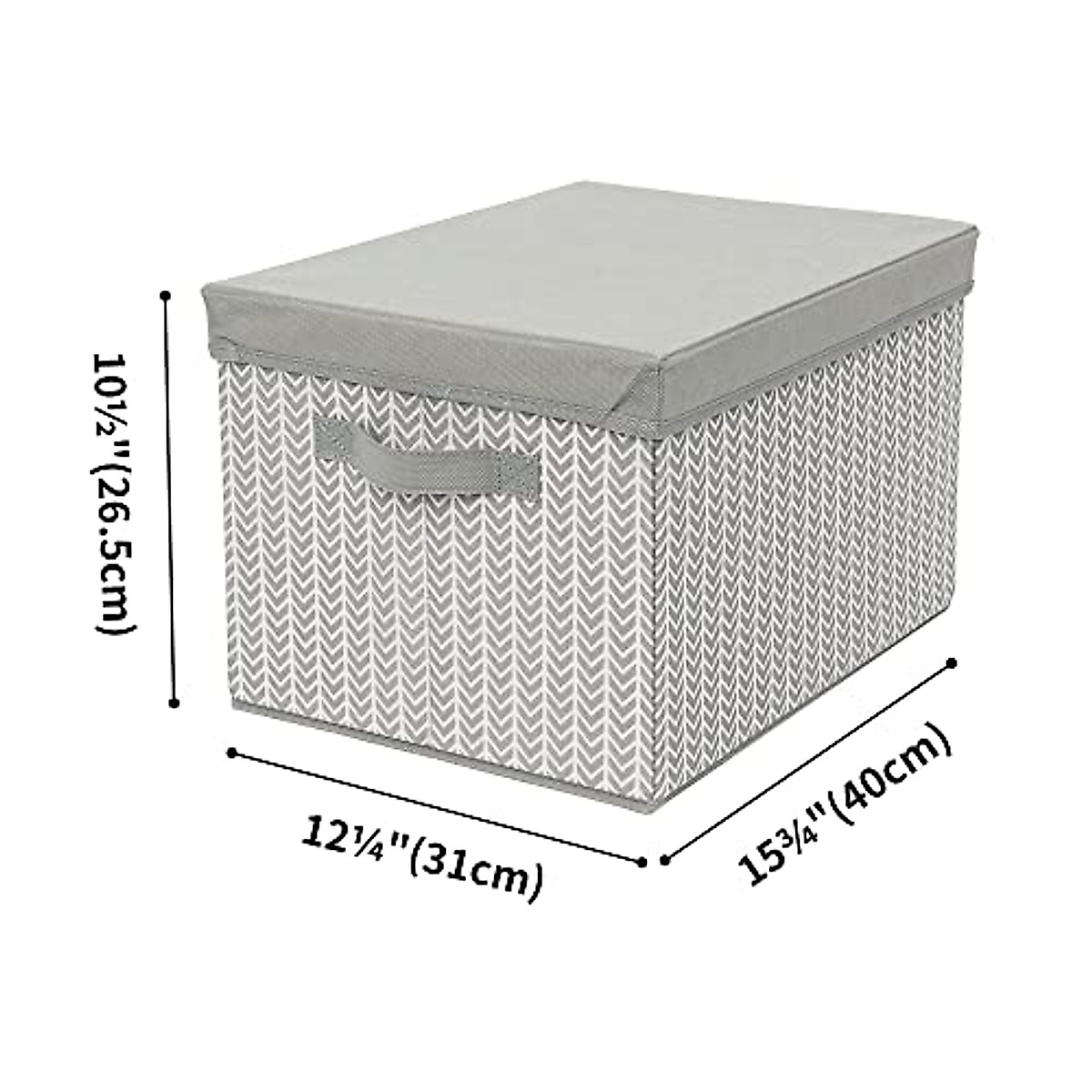 GRANNY SAYS Fabric Boxes with Lids, Storage Bins with Handles, Shelf Baskets for Organizing, Storage Containers Extra Large Storage Boxes for Linens Clothes, Gray/White, 3-Pack