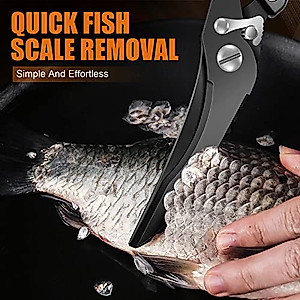 DRAGON RIOT Heavy Duty Poultry Shears Black with Serrated Edge - Kitchen Scissors for Chicken, Bone, Meat, Turkey, Fish, Vegetables Stainless Cooking Shears for Thanksgiving Christmas Day