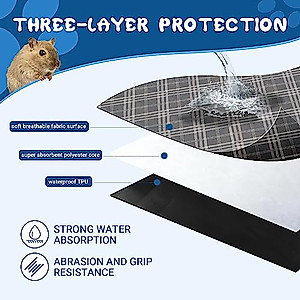 FAWAIKTU 2 Pack Guinea Pig Cage Liners, 47" X 24" Guinea Pig Bedding Reusable Rabbit Bedding, Absorbent Pet Cage Liners for Small Animals Cages Hamster Rat Rabbit Guinea Pig (Grey)