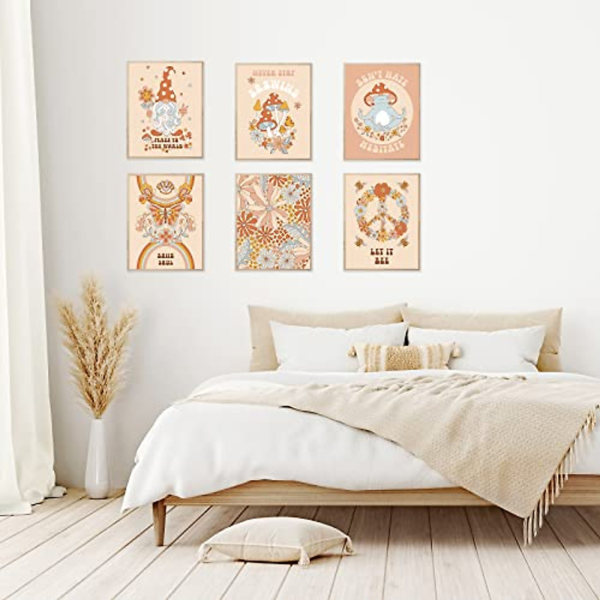 60S 70s Vintage Wall Art Poster Groovy Room Decor Aesthetic Retro Hippie Flower Wall Art Prints Positive Slogan for Bedroom Living Room Wall Decor (70s Positive Poster, 8"x10" UNFRAMED)