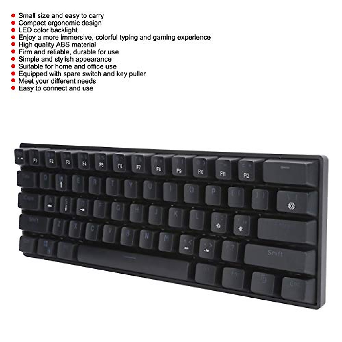 61 Key Wired Mechanical Keyboard, LED Backlit Gaming Keyboard with Blue Switch Back Light USB Universal Mechanical Gaming Keyboard for Computer