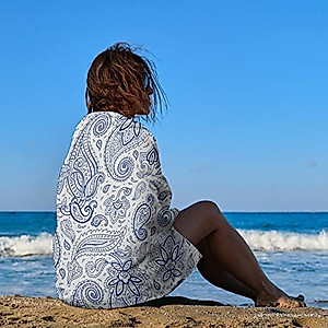 My Little Nest Bath Towels Quick Dry Bathroom Towels Hand Drawn Paisley Curve Pattern Absorbent Shower Towels Soft Hand Towel Wash Cloths for Spa Pool Hotel Gym 31" x 51"