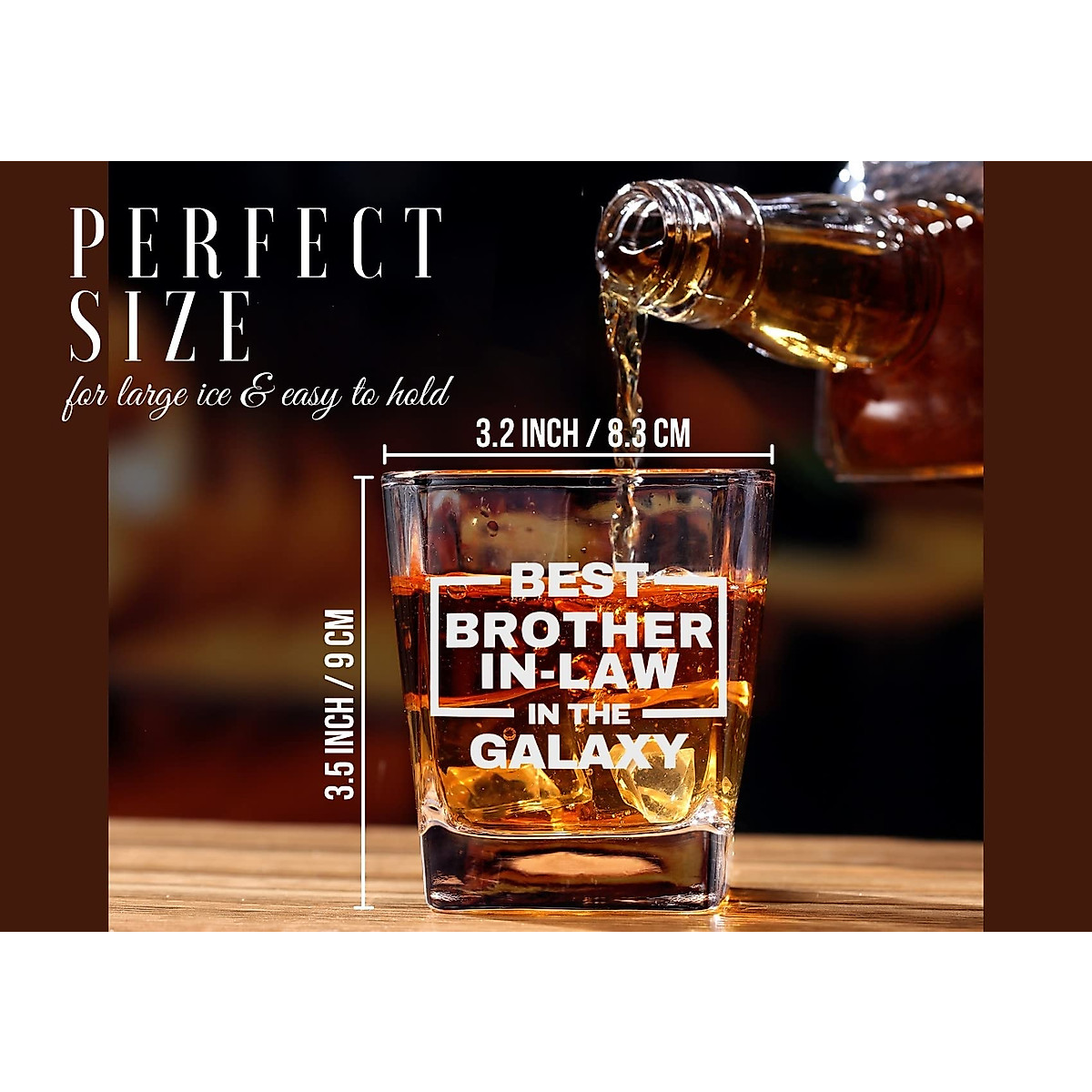 Onebttl Gifts for Brother in Law from Sister in Law, Funny Gift Idea for the Best Brother for Christmas, Birthday, Whiskey Glass - Best Brother in Law in the Galaxy