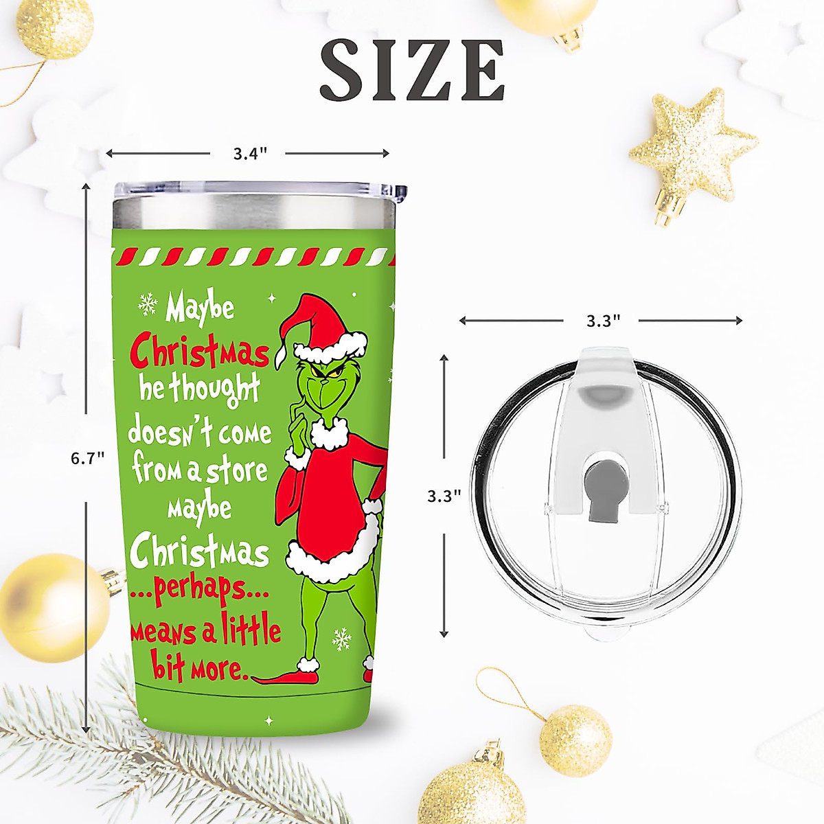 Arsemica Funny Christmas Tumbler, 20 oz Stainless Steel Insulated Travel Tumbler, Christmas Coffee Mug with Lid, Xmas Cups Keep Drinks Cold & Hot, Novelty Christmas Gifts for Women Men Coworkers