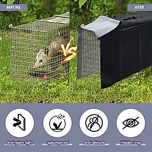 Kittmip 2 Pcs Trap Cage Cover 32 x 10 x 12 Inch Heavy Duty Animal Trap Cover Live Animal Trap Cage Cover for 1 Door Humane Cat Trap Squirrel Dog Gopher Chipmunk Skunk, Cage Not Included, Black