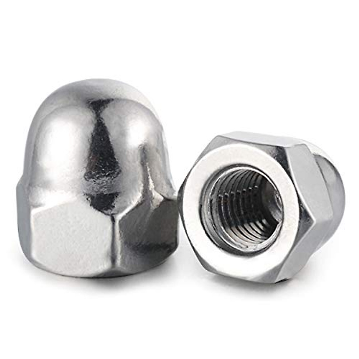100Pcs M3-0.5 Acorn Hex Cap Nuts, 304 Stainless Steel 18-8，Metric Thread Dome Head Nuts，Plain Finish