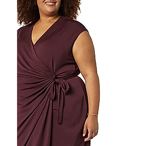 Amazon Essentials Women's Classic Cap Sleeve Wrap Dress (Available in Plus Size), Burgundy, X-Large