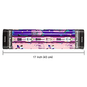 WRAPAHOLIC Christmas Wrapping Paper Roll - Mini Roll - 3 Rolls - 17 Inch X 120 Inch Per Roll - Pink and Purple Nutcracker, House Holiday Collection with Metallic Foil Shine