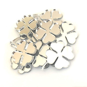 Super Cool Creations Lucky Clover (4 Leaf) Shaped Crafting Mirrors, Set of 10, Many Colours, Shatterproof Acrylic, Red, Pack of 10 x 8cm