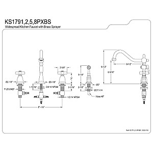 Kingston Brass KS1795PXBS Heritage Widespread Kitchen Faucet, Oil Rubbed Bronze, 12.38 x 8.56 x 2