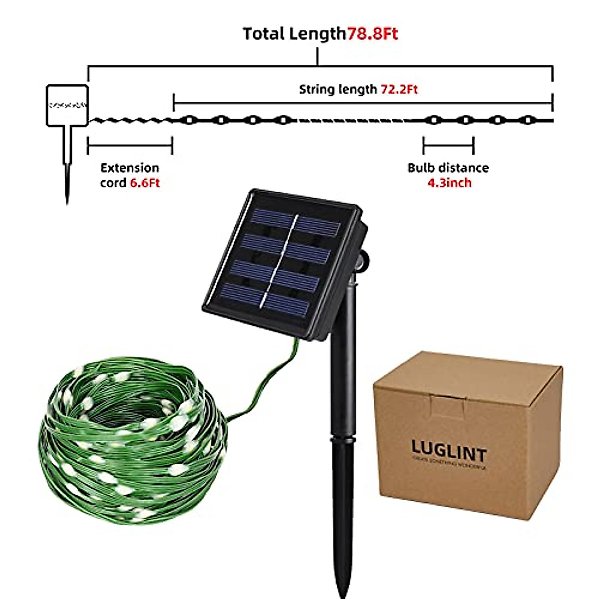 Solar Christmas Lights Outdoor ,2 Pack 72ft 200LED Solar String Lights Outdoor Waterproof , 8 Lighting Mode Solar Fairy Lights for Halloween,Garden,Party,Christmas Tree,Camp.( Multi-Color)