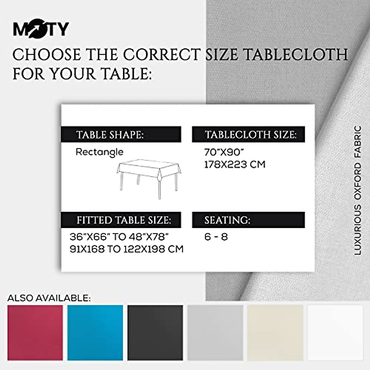 moty Beautiful Oxford Rectangle Table Cloth Fabric, Tablecloth with Waterproof, Stain Resistant Protection – Quick-Drying Heavy Weight Table Cover Safeguards Against Spills
