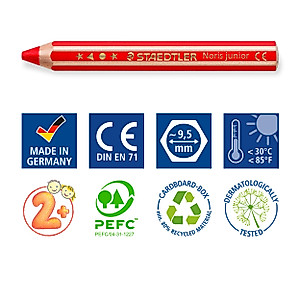 STAEDTLER Noris junior 3-in-1 colouring pencil pack of 12 assorted colours + sharpener