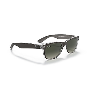 Ray-Ban RB2132 New Wayfarer Square Sunglasses, Gunmetal On Transparent/Light Grey Gradient Dark Grey, 55 mm