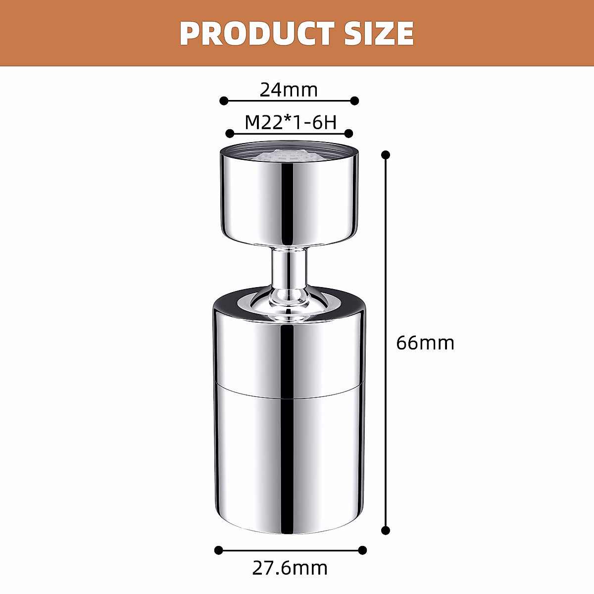 360 Degree Swivel Sink Faucet Aerator, Big Angle High Pressure Large Flow Aerator Dual Function Kitchen Faucet Aerator,55/64 Inch Female Thread Polished Chrome