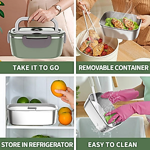 IFENROL Electric Heated Lunch Box 100W - 3-IN-1 Fast Heating Lunch Boxes Portable Food Heater for Adults,12V/24V/110V 1.5L Lunch Box with Leak-Proof Lid for Car Truck Office (3 Times Faster)