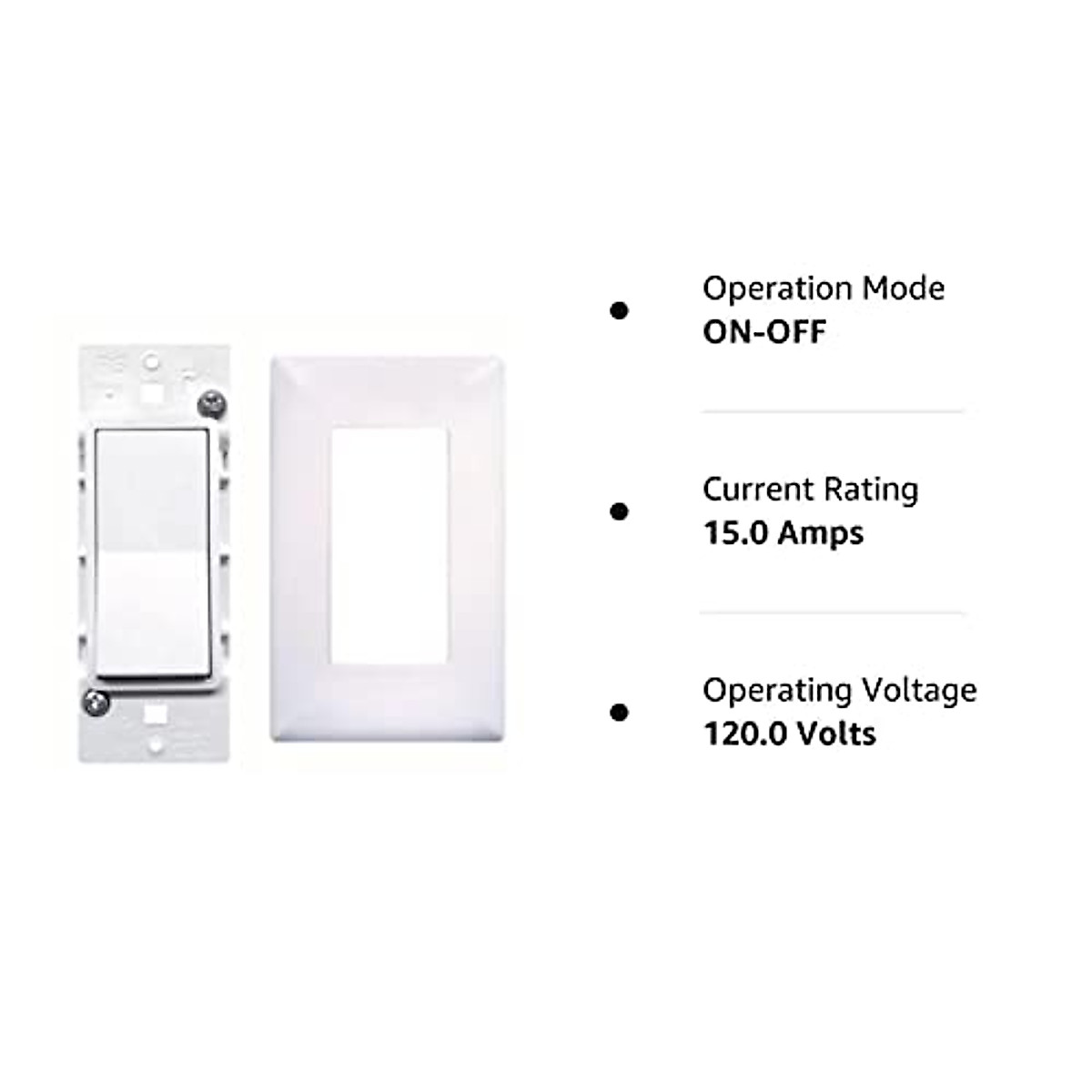 Pass & Seymour Mobile Home/RV White Self-Contained Rocker Switch w/Snap On Plate