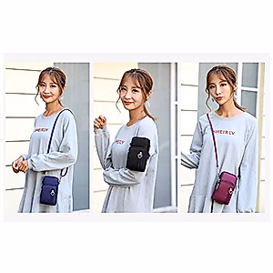 Women Nylon Cell Phone Purse Small Crossbody Bag Sport Armband Wristband Wallet for iPhone 11 Pro Max, Galaxy Note 10+/9 S20+ S10 Plus S20 Ultra A50 A70, Moto G8+ G7 Power G6 Plus,LG Stylo 5/6 (Black)