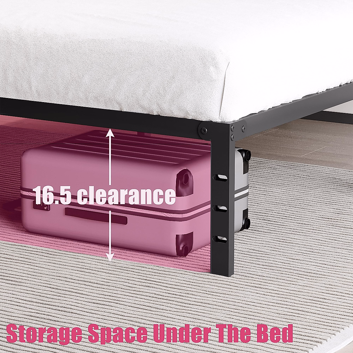 MGNO 18in Twin Size Bed Frame No Box Spring Needed, Heavy Duty Metal Platform Bed Frame Twin with Steel Slat, Easy Assembly, Noise Free, Black