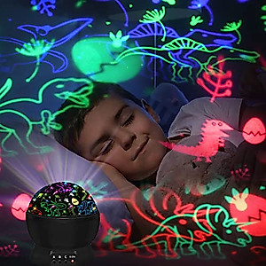 Dinosaur Toys for 2-9 Year Old Boys Girls, Kids Night Light Projector Dinosaurs and Trucks for Boys Girls Age 1 to 7 Year Old,Dinosaurs Night Light for Toddlers Kids Baby