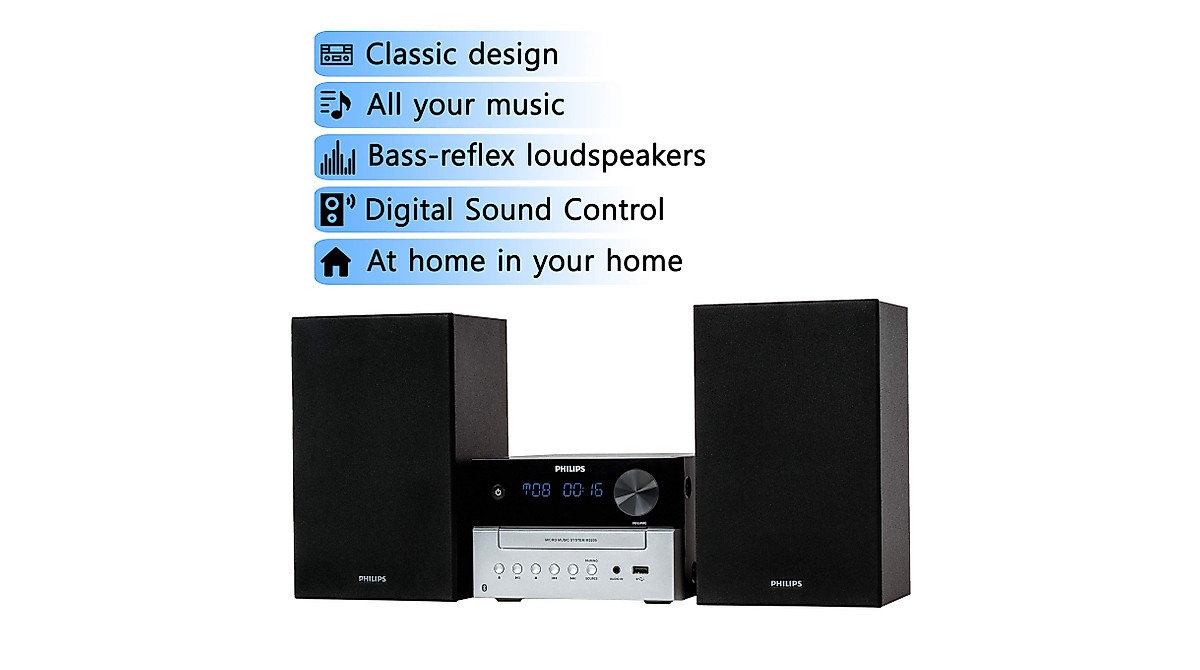 Philips Bluetooth Stereo System with CD, FM Radio & USB | Home Audio