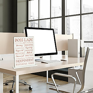 B1ykin Boss Lady Gifts for Women Table Topper Decoration, Rose Gold Boss Lady Centerpiece Women Boss Removable Wooden Freestanding Decor, Appreciation Gifts For Boss Office Female Leaders