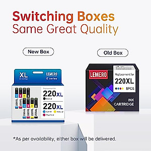 LEMERO Remanufactured Ink Cartridge Replacement for Epson 220XL 220 XL for Workforce WF-2750 WF-2760 WF-2650 WF-2630 XP-420 XP-320 Printer (2 Black, 2 Cyan, 2 Magenta, 2 Yellow, 8 Pack)