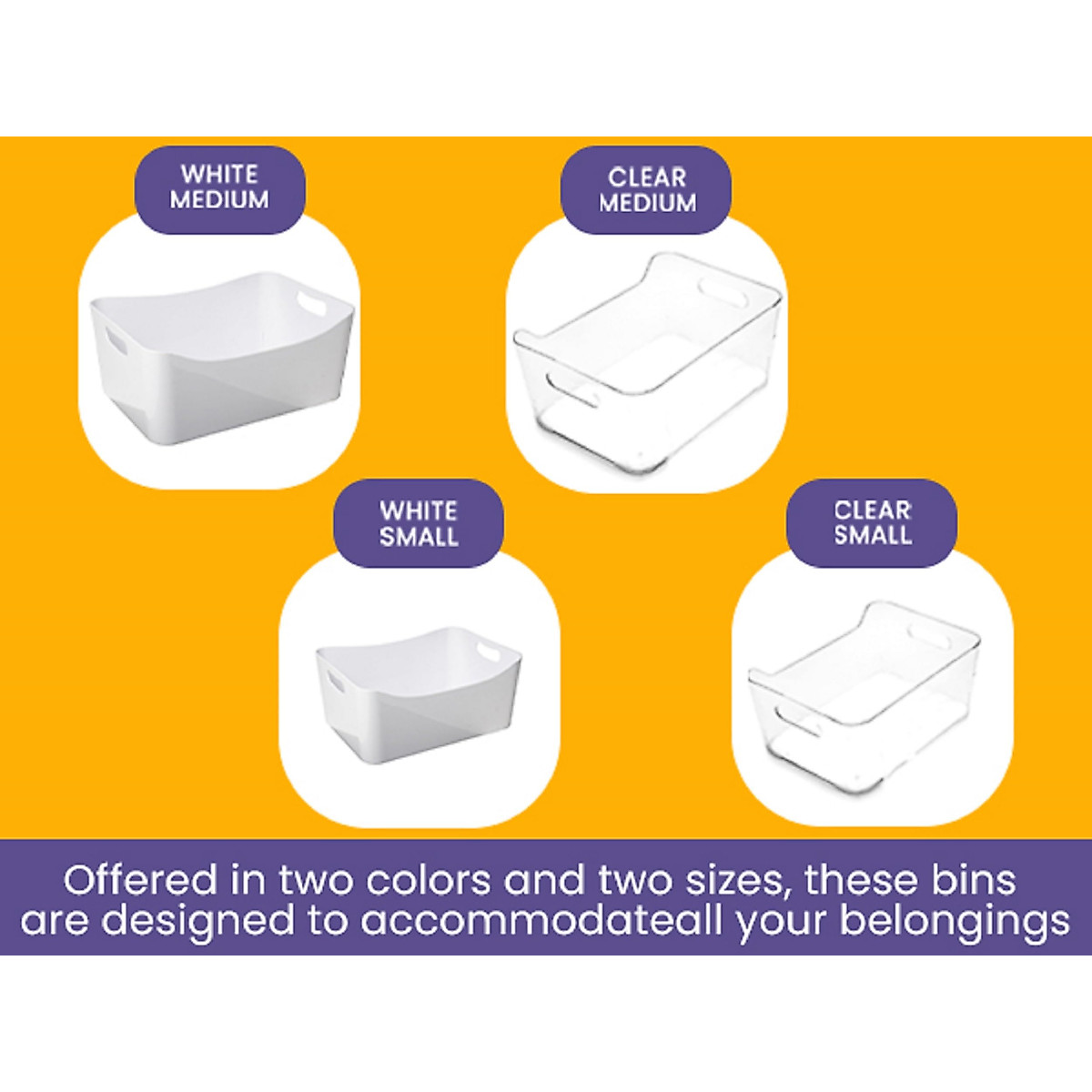 YBM HOME Storage Bins - Open Plastic Organizers and Storage Basket for Kitchen Pantry Organization, Under Sink Bathroom Storage, Toy Baskets, Food Storage Box Containers (Medium - Clear)