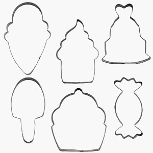 Summer Ice Cream Series Cookie Cutters Set of 6 pcs, Stainless Steel Fondant Cutter Molds Baking DIY