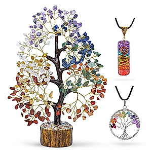 Seven Chakra Tree - Gemstone Tree - Feng Shui Crystal - Crystal Tree for Positive Energy - Gifts for Spiritual People - Crystal Decor - Chakra Crystals