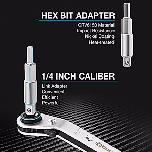 DURATECH HVAC Service Wrench Set, 2-Piece Refrigeration Wrench Set, 4 IN 1 Service Wrench, 3/16", 1/4", 5/16", 3/8", for Air Conditioning and Refrigeration Equipment, with 2PCS Hex Bit Adapter