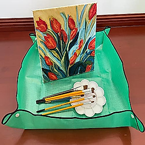 Auofin Plant Repotting Mat 2 pcs Waterproof Transplanting Mat Indoor Gardening Potting Succulents Portable Tray with Gardening Gloves - 39.4" and 26"