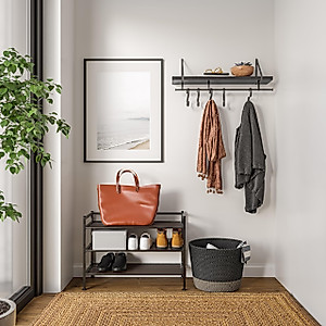 Seville Classics Sturdy Freestanding Storage Shelf for Bedroom, Closet, Entryway, Dorm Room Organizer Stackable Durable Metal Shoe Rack Espresso Slat, 3-Tier (NEW MODEL)